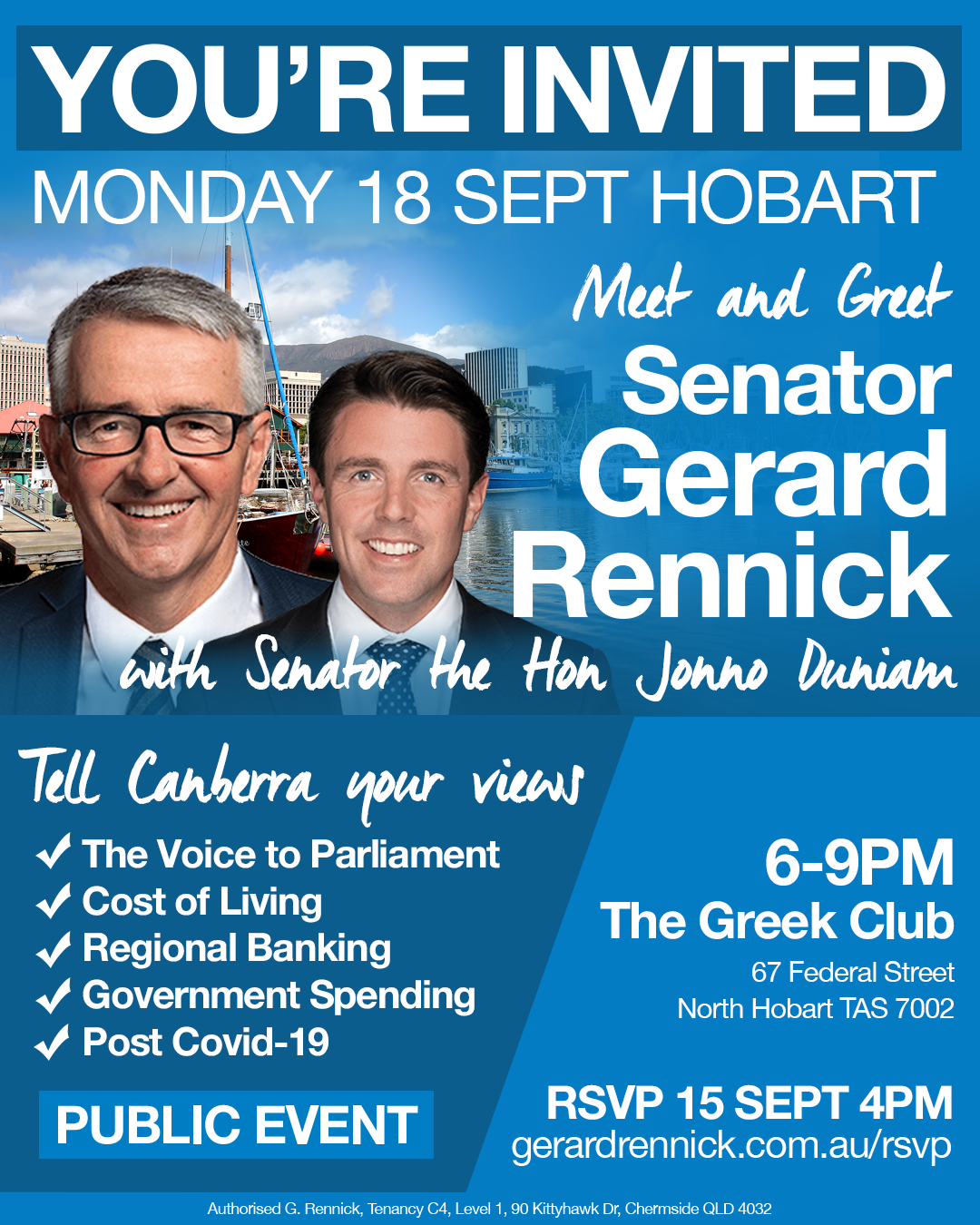 Events - Senator Gerard Rennick